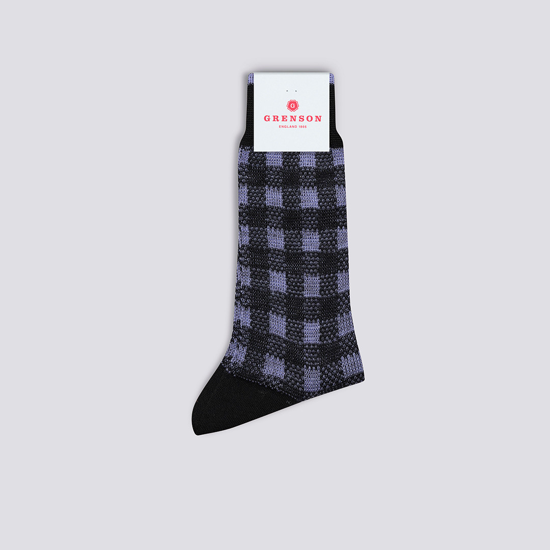 Womens Checker Sock | Lilac Wool | Grenson