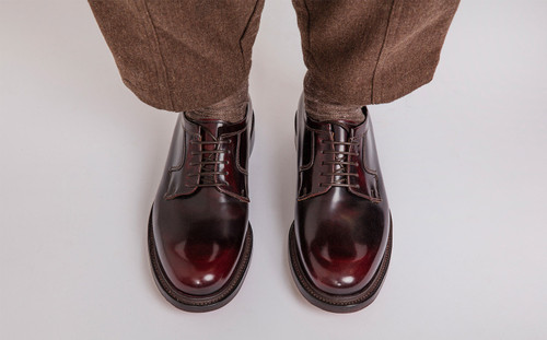 Camden | Mens Wholecut Derby in Burgundy Leather | Grenson